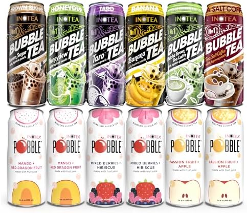 Amazon.com: (Pack of 12) INOTEA Bubble Tea and Pobble Variety Pack ...