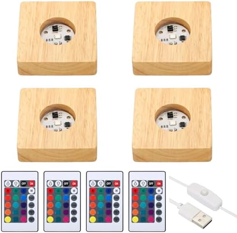 Led Base Light 1-10PCS Wooden Light Stand Base Round Colorful LED ...