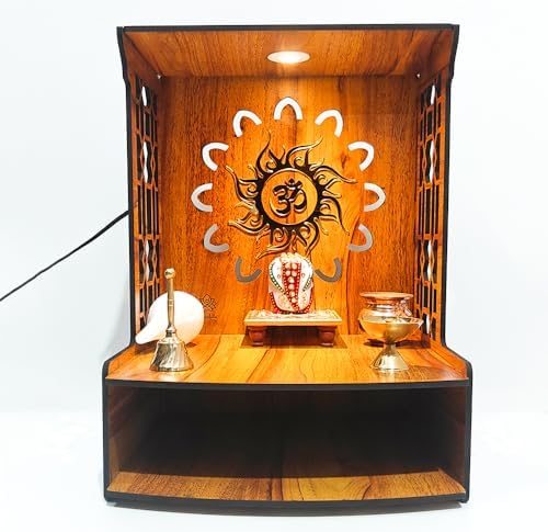 DEVSHILA Jain Wooden Pooja Mandir with LED Spot Light - Wooden Home ...