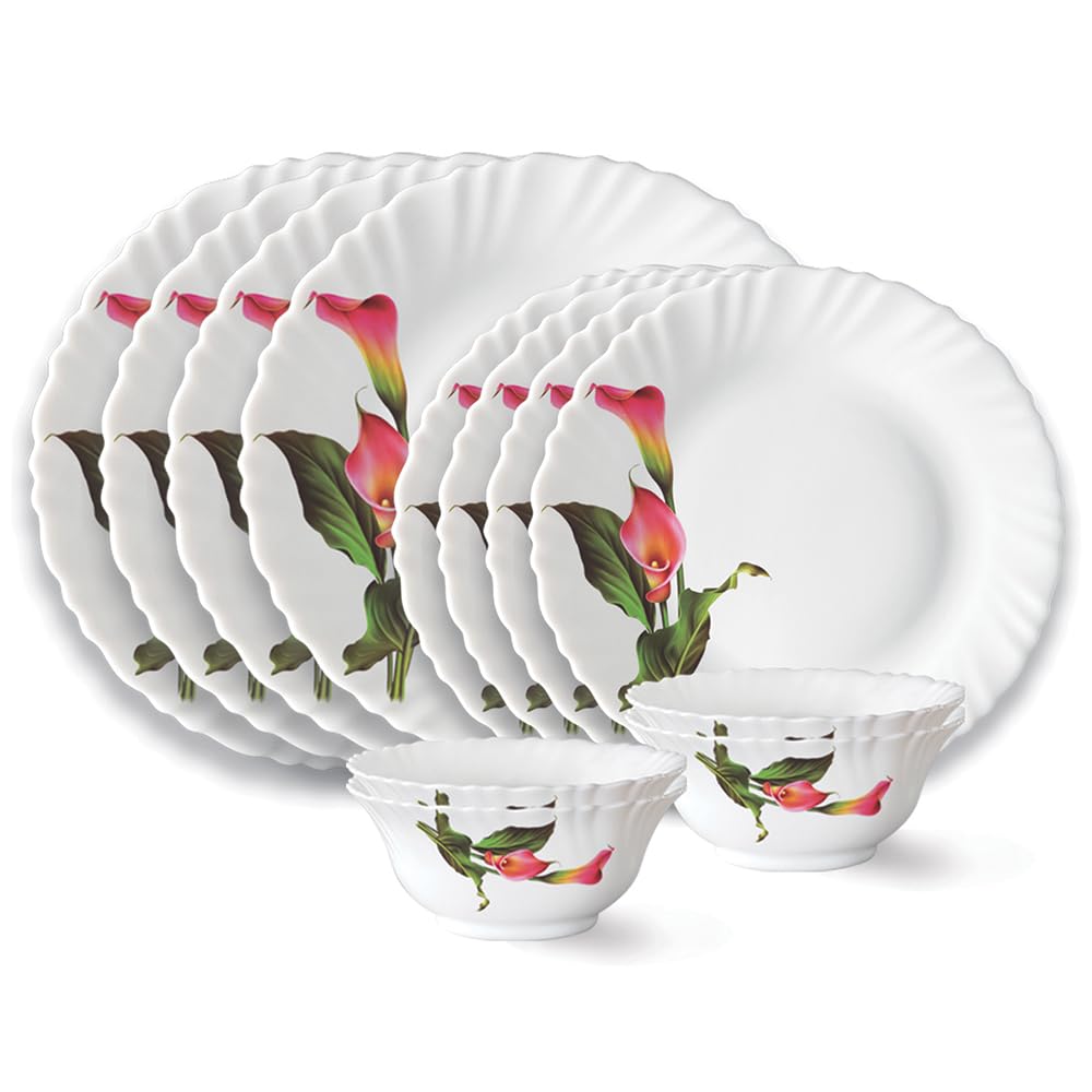 Larah by Borosil Stargazer Fluted Series Opalware Dinner Set | 12 ...