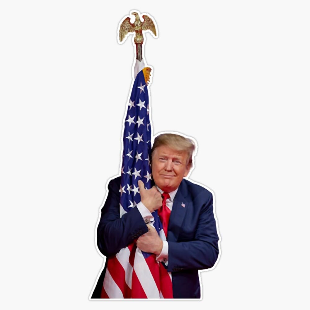 Amazon.com: Donald Trump Hugging American Flag Bumper Sticker Vinyl ...