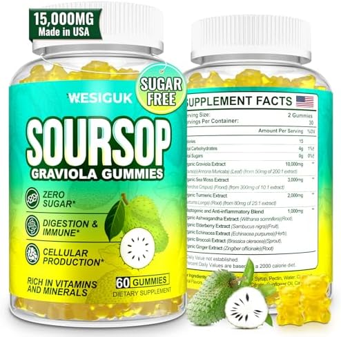 Amazon.com: Soursop Graviola Gummies, Max Strength Soursop Leaves Extract with Sea Moss ...