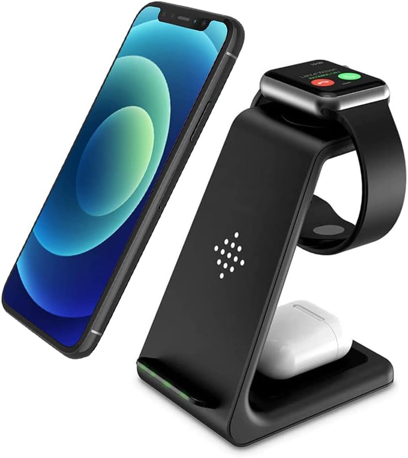 Amazon.com: Wireless Charger Stand Dock 3 in 1 Fast Qi Wireless ...