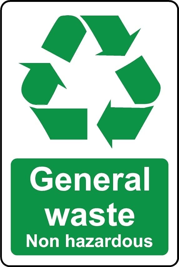 Non hazardous general waste safety sign - Self adhesive sticker (300mm ...