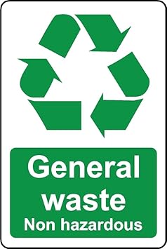 Non hazardous general waste safety sign - Self adhesive sticker (100mm ...