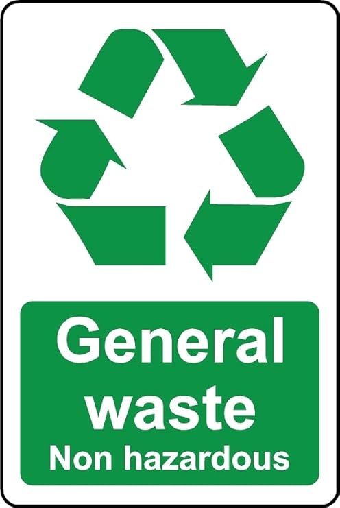 Non hazardous general waste safety sign - Self adhesive sticker (300mm ...