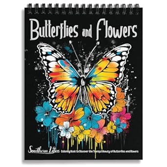Amazon.com: SOUTHERN LOTUS Butterflies And Flowers Spiral Coloring Book Wirebound Hardcovers ...