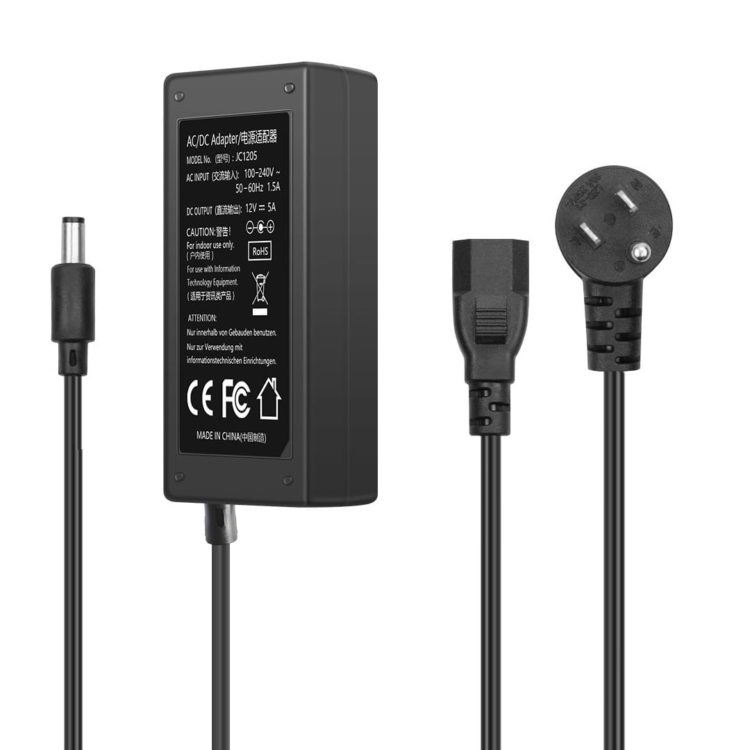 Amazon.com: 12V 5A Power Supply Adapter 60W AC Adapter 100-240V 50-60Hz ...