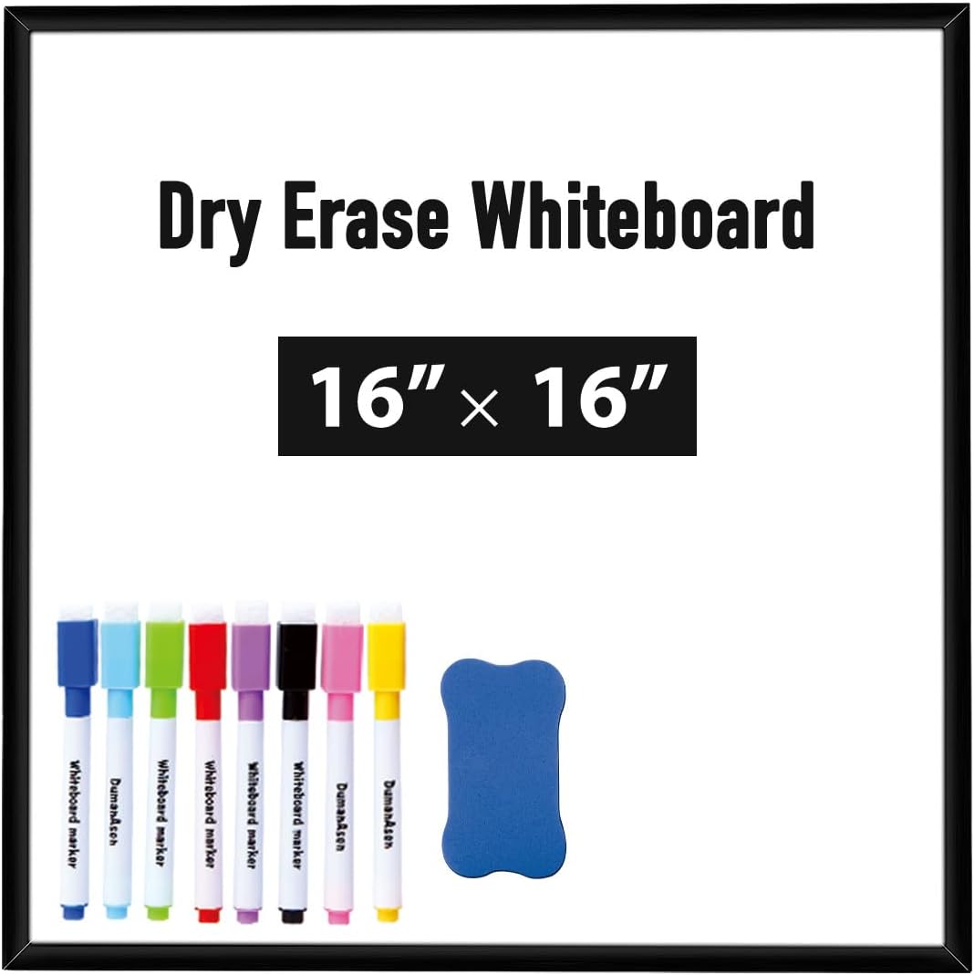 DumanAsen Small Dry Erase Whiteboard, 16"x16" Magnetic Hanging Dry ...