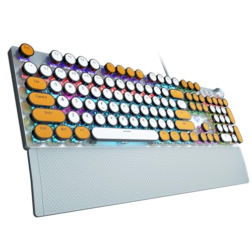 Amazon.com: AULA F2088 Typewriter Style Mechanical Keyboard,Rainbow LED ...