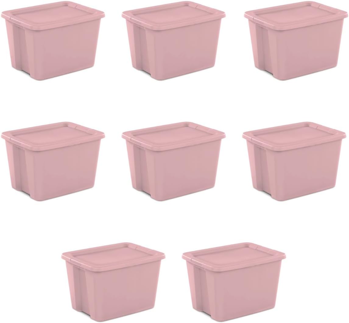 Amazon.com: 18 Gallon Tote Box Plastic, Blush Pink, Set of 8 : Home ...
