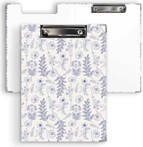 Amazon.com : Ku-dayi Blue Chinoiserie Floral Clipboard Padfolio with ...