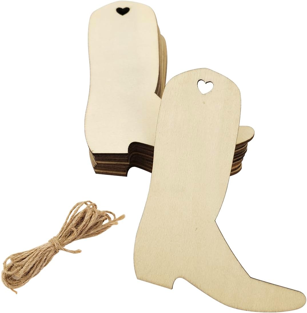 Amazon.com: 32 All Natural Wooden Cowboy Boots with Hanging Ropes, DIY ...