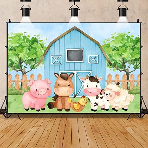 Amazon.com : ZARROUEA Farm Animals Photography Backdrop Blue and Red ...
