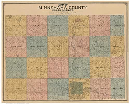 Amazon.com: Minnehaha County South Dakota 1893 - Wall Map with ...