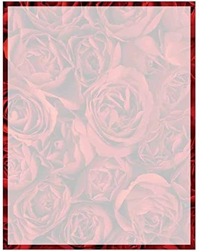 Amazon.com: Full Red Roses Print with Border Stationery Letter Paper ...