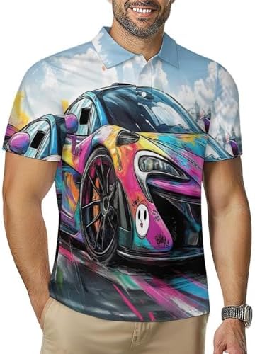 Graffiti Art Racing Car Polo à manches courtes pour homme Séchage ...