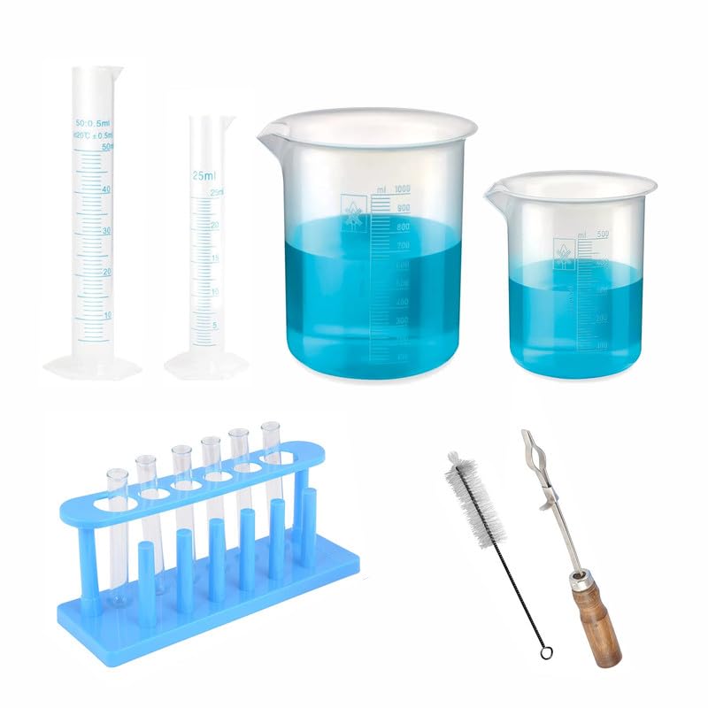 Bello Kit Pack of 13 Lab Products | Plastic Cylinder 25ml 50ml & Beaker ...