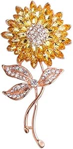 Amazon.com: Sunflower Brooch Pins Rhinestones Crystal Brooches Gold ...