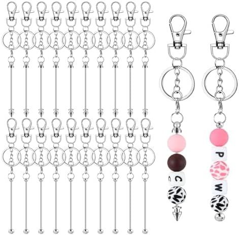 Amazon.com: Zioyihan 60 Pcs Beadable Keychain Bars - Metal Beaded Blank ...