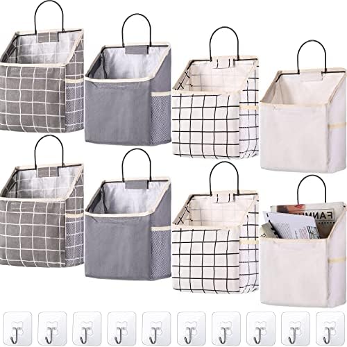 Amazon.com: 9 Pieces Mini Wall Hanging Storage Bags Small Cotton Linen ...