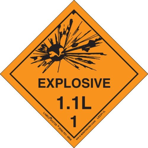 Labelmaster LEXP11LS Explosive 1.1 L Label, Paper, Hazmat, 4" x 4 ...