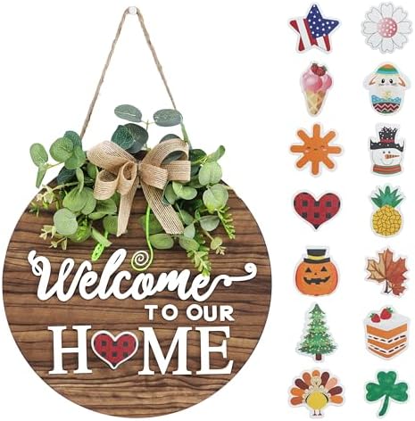 Amazon.com: Boho Welcome Sign for Front Door, 12 Inch Round Wooden ...