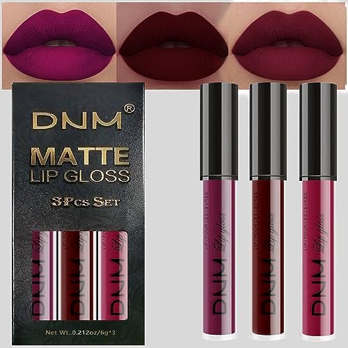 Amazon.com : evpct 3Pcs Dark Red Purple Plum Matte Liquid Lipstick Sets ...