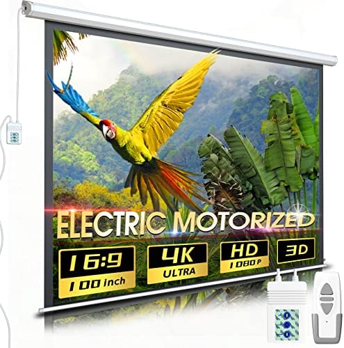 Amazon.com: YODOLLA Projector Screen Motorized 100" 16:9, 4K 3D HD ...