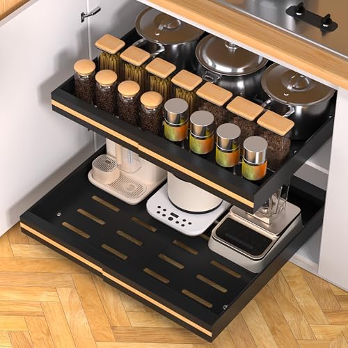 Amazon.com: Seinloes 2 Pack Pull Out Cabinet Organizers 21"Deep With ...