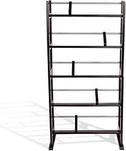 Amazon.com: Media Storage Rack with Sliding Dividers in Espresso Brown ...