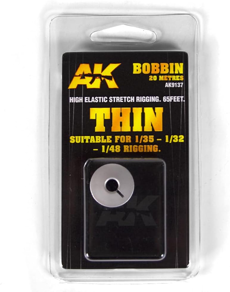 Amazon.com: AK Interactive AK9137 Elastic Rigging Thin 0.055mm for 1:35 ...