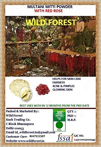 WILD FOREST MULTANI MITTI WITH RED ROSE PETALS POWDER 400 GM : Amazon ...