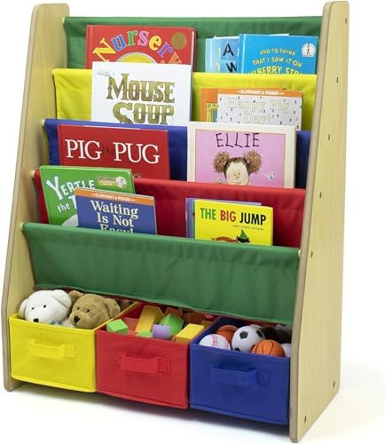 Homesmiths Book Shelf with Storage Boxes | 4 Extra Large Book Sleeves ...