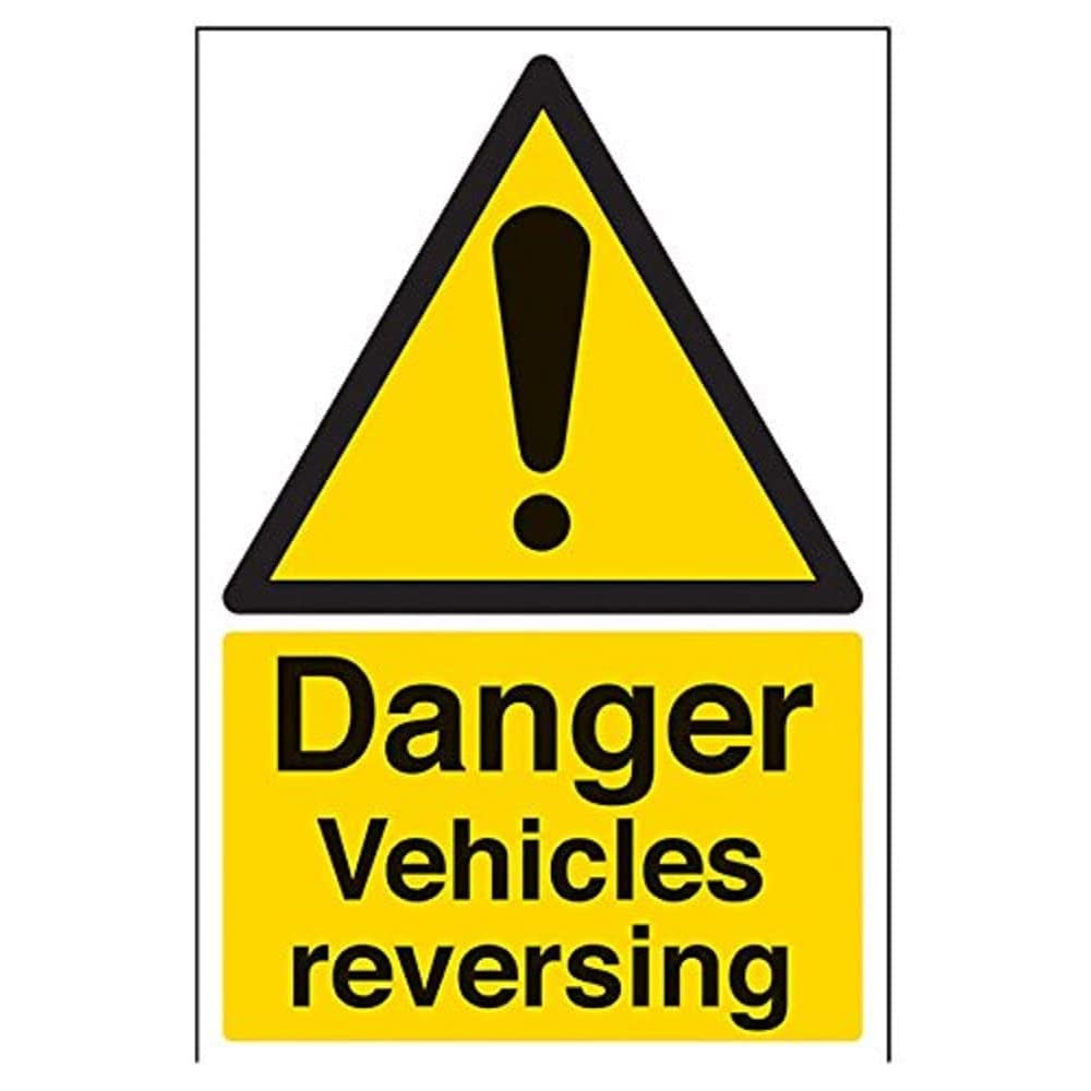 VSafety Danger Vehicles Reversing Sign – Portrait – 200mm x 300mm – 1mm ...