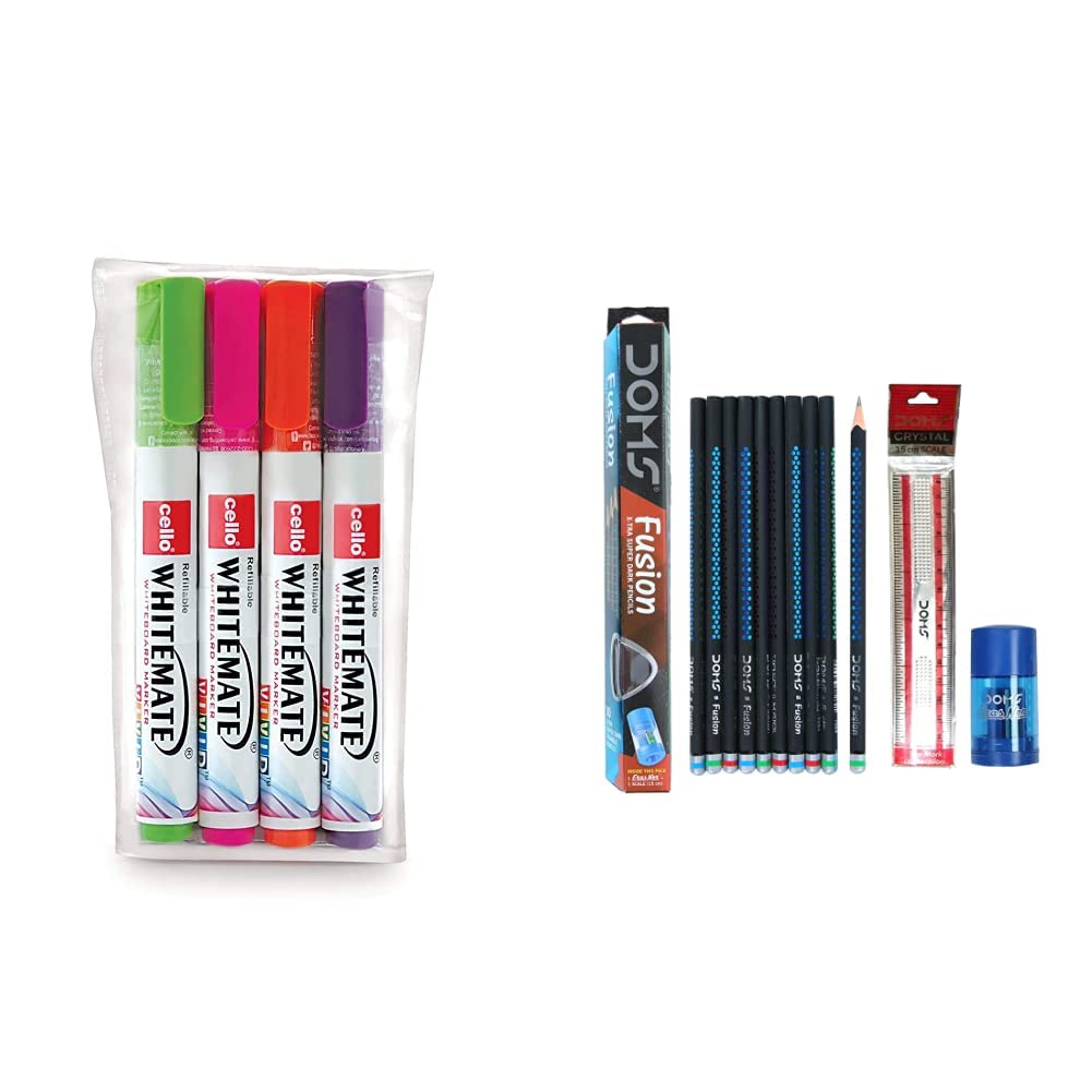 Cello Whitemate Vivid Whiteboard Marker (4 Vivid Ink Colors - Orange ...