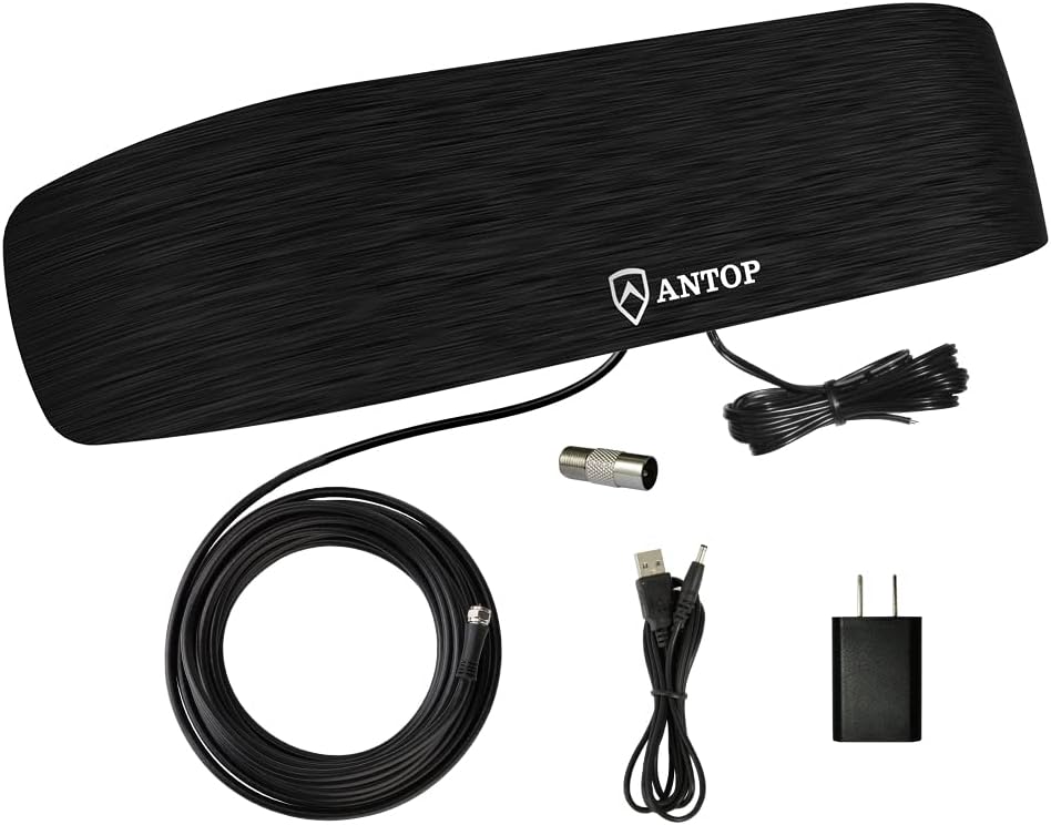 ANTOP Amplified Indoor AM FM Antenna, 50 Mile Radio Antenna with Built ...