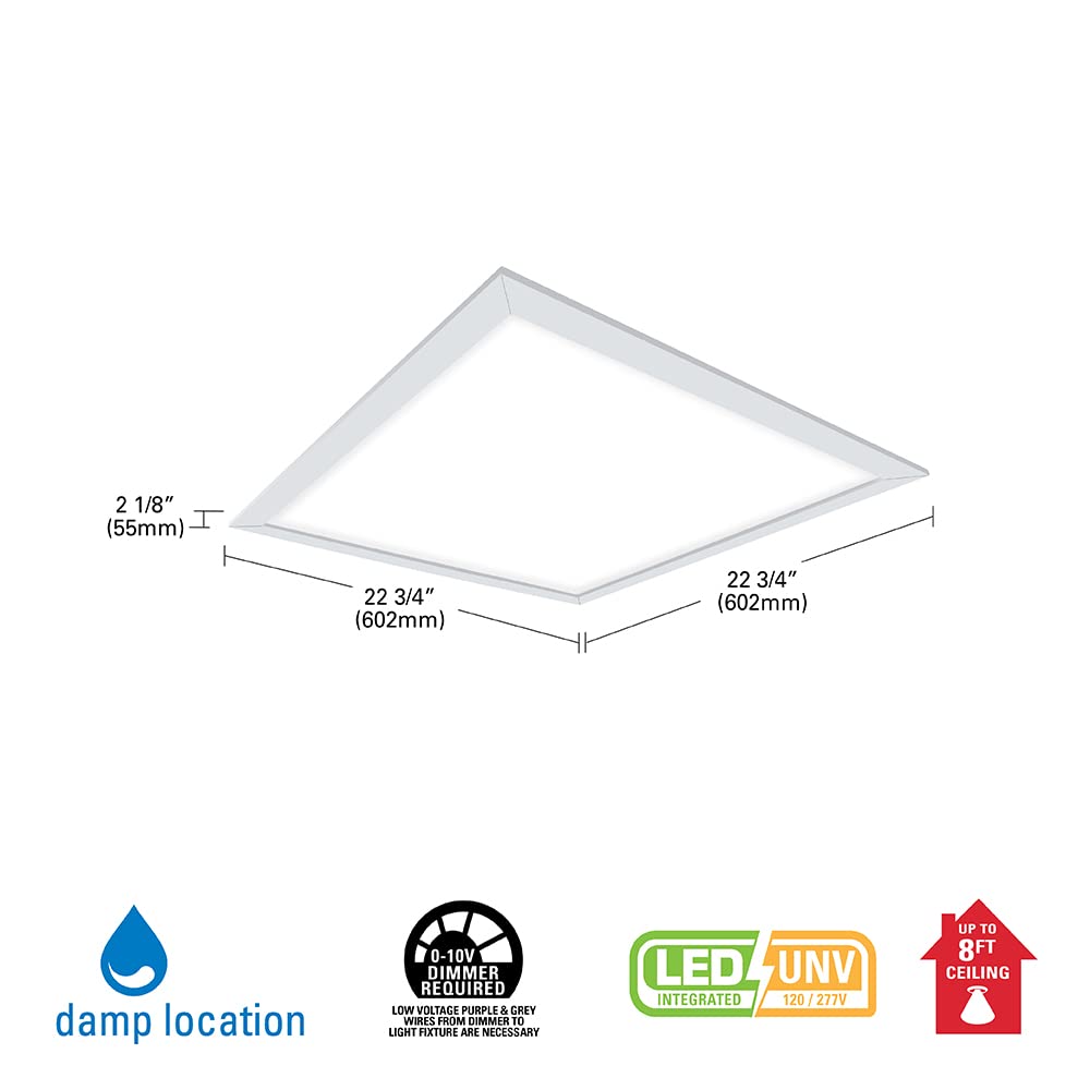 Metalux 2x2 LED Light Fixture 3400 Lumens LED Flat Panel Light 4000K ...