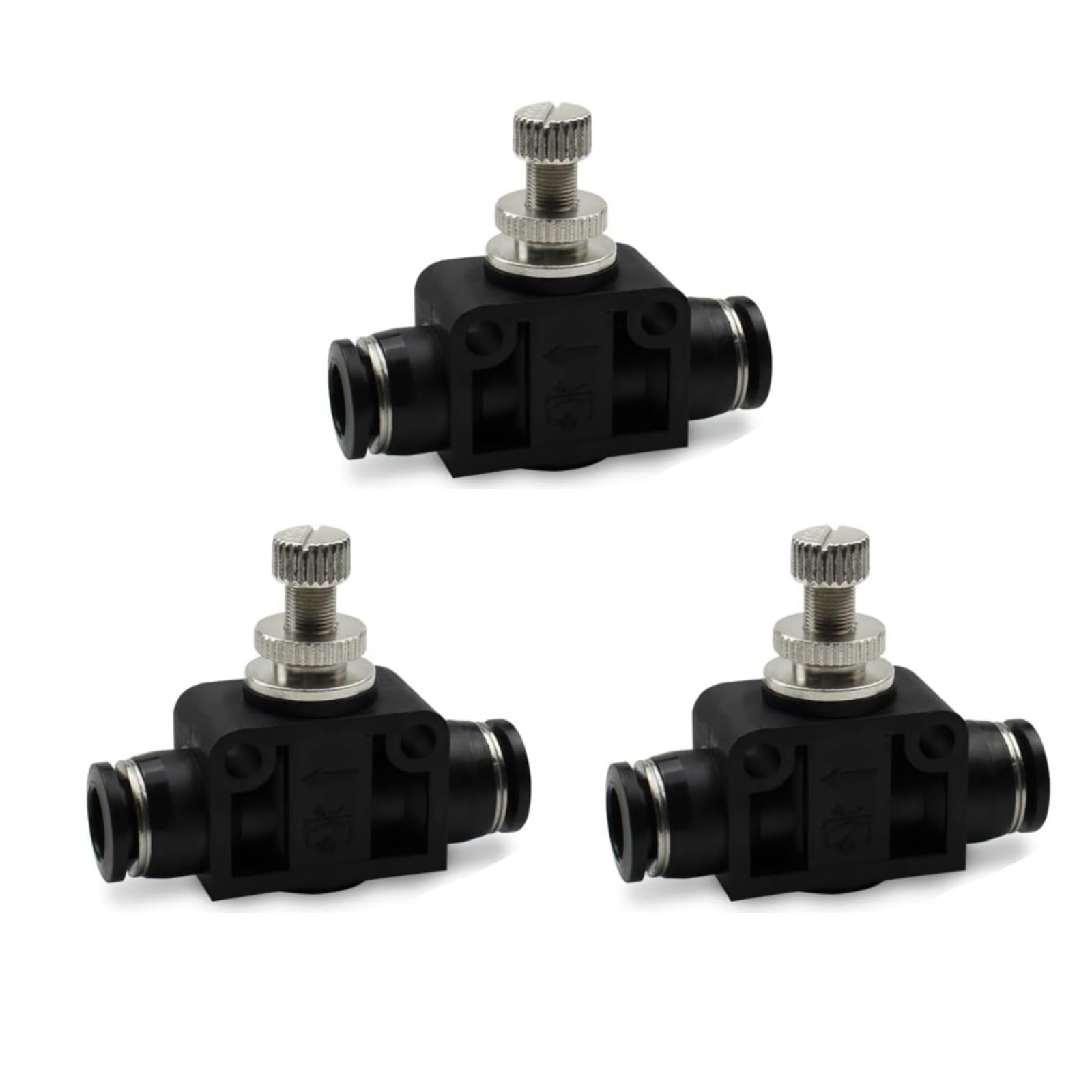 Snapklik.com : 3Pcs Black 4mm Tube OD Air Flow Control Valve,Union ...