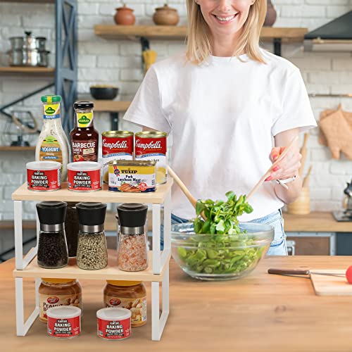 CADUKE Spice Rack, Counter Shelves Set of 4 Stackable Kitchen Cabinet ...