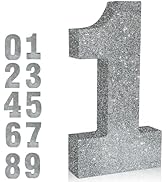 Amazon.com: TONIFUL 7.8 Inch Silver Glitter Number 2 Wooden Table ...