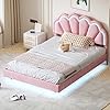 Amazon.com: Full Size Upholstered Smart LED Bed with Elegant Flowers ...