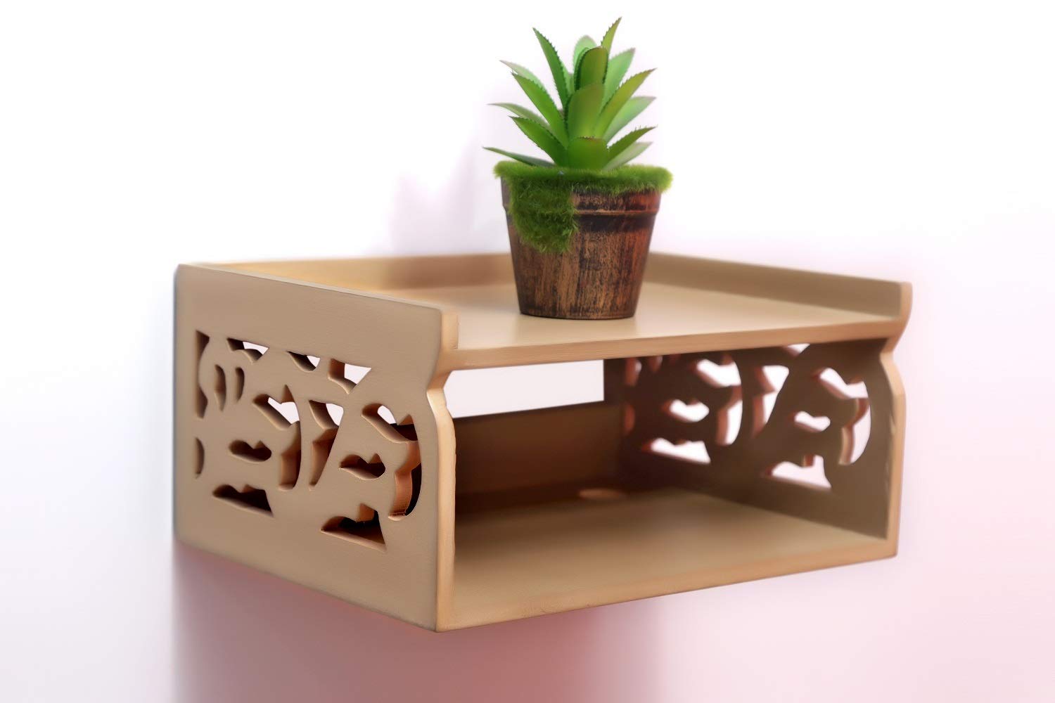 AMAZE SHOPPEE Wooden Set Top Box Wall Shelf, Glossy Finish (Beige ...