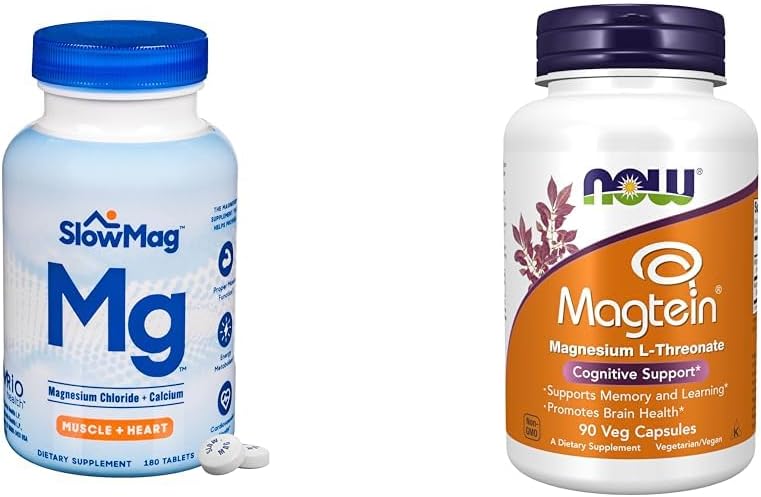 Amazon.com: SlowMag Muscle + Heart Magnesium Chloride with Calcium Supplement & NOW Supplements ...