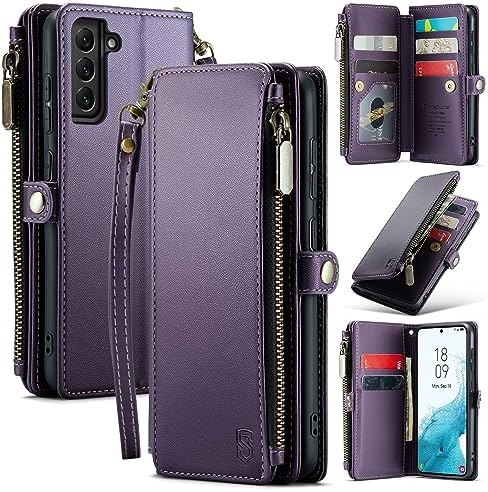 Amazon.com: XcaseBar for Samsung Galaxy S22 Wallet case with Zipper Credit Card Holder【RFID ...