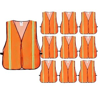 Dazonity Safety Vests,10pcs,Mesh,High Visibility Reflective Strips, Fit ...