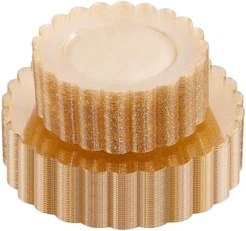 Amazon.com: LIYH 60 Pcs Gold Glitter Plastic Scalloped Plates ...
