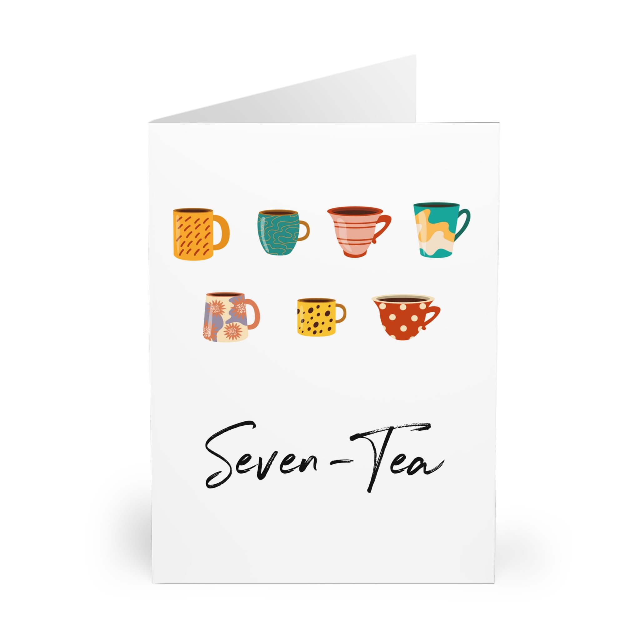 Seven-Tea 70th Birthday Greeting Card - Colorful Tea Cups Design ...