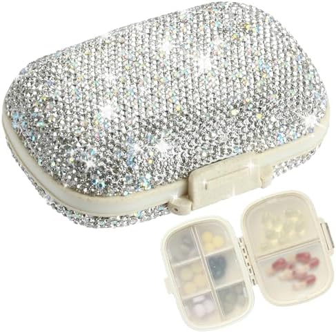 Amazon.com: zxbaers Bling Pill Case, Portable Travel Pill Box 8 ...