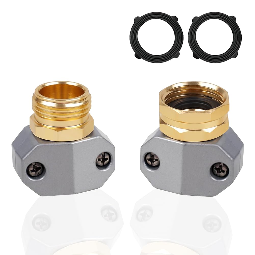Amazon.com : Hooshing Garden Hose Repair Kit Aluminum Male and Female ...
